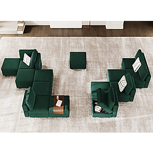 Belffin Modular Sectional Sofa with Ottomans Velvet Oversized U Shaped Sofa Couch with Storage Seats Sofa Set with Reversible Chaise Velvet Green…
