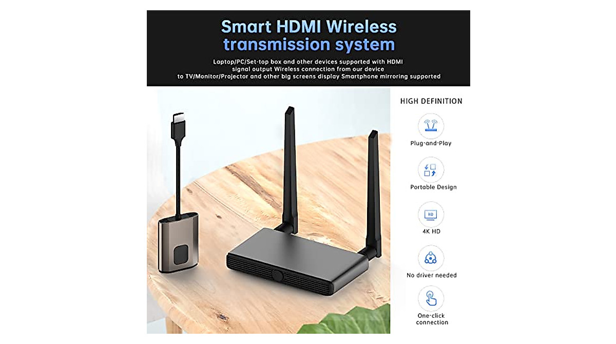 Renkchip Wireless HDMI Transmitter & Receiver - 1080P Streaming