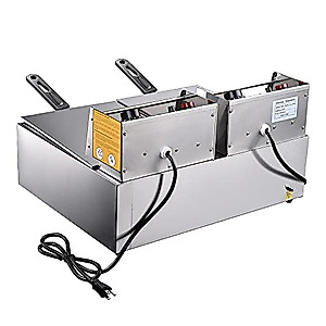 WeChef Commercial Deep Fryer 24L 5000W with Dual Tank Baskets Stainless Steel Electric Countertop Fryer for Restaurant Bar
