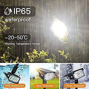 LKF Solar Spotlights Outdoor, USB & Solar Powered Landscape Spotlights, IP65 Waterproof Wall Lights Auto On/Off, 40LEDs Garden Lights for Yard Backyard Walkway Driveway Patio, 6 Pack