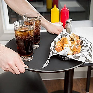 TrueCraftware Set of 2 Round 16" Non-Slip Serving Trays Black- Serving Tray Serving Coffee Appetizer Breakfast Perfect for Kitchen Café Hotel and Restaurants