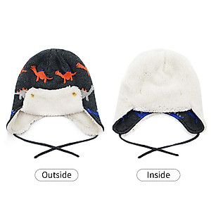 Zando Baby Beanies Infant Toddler Cute Cartoons Hat Baby Boys Earflap Caps Fall Winter Cute Dinosaurs M (18.90-19.69) Suggest 1-2T