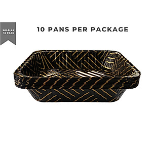 Aluminum Foil Pans 9x13 Disposable [10 Pack] Elegant Color Pan Trays with Food Containers for Roasting, Cooking, Heating, Disposable, Perfect for Hosting and Entertaining. (Black & Gold 10 Pack)