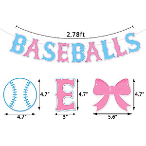 Kitticcino Baseballs or Bows Gender Reveal Banner Boy or Girl Baby Shower Garland Blue or Pink Gender Reveal Party Pregnancy Announcement Decor