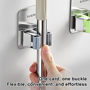 Generic Magnetic Mop Broom Holder,Movable Magnetic Broom Holder Rack,Anti-Slip Magnetic Mounted Utility Storage Mop Shovel Hanger,for Garage Kitchen Laundry Storage and Organization, Black-h