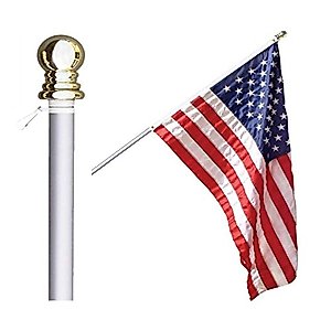 Grace Alley Flag Pole: 6 Foot Tangle Free Spinning Flag Pole. Residential or Commercial Flag Pole. Wind Resistant/Rust Free. (Silver)