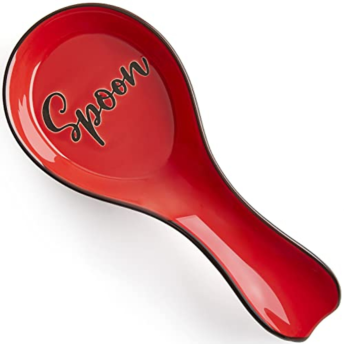 Ceramic Spoon Rest for Stove Top, DAYYET Large Spoon Holder, Spoon Rest for Kitchen Counter, Spatula Holder Utensil Rest for Ladles, Tong, Modern Kitchen Decor, Red