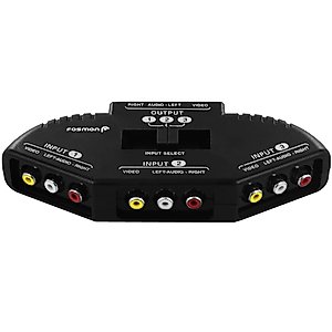 Fosmon A1602 RCA Splitter with 3-Way Audio, Video RCA Switch Box + RCA Cable for Connecting 3 RCA Output Devices to Your TV