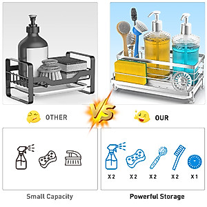 Cisily Sponge Holder, Caddy Organizer, Sink Accessories with Drip Tray, Rustproof and Non-slip, Kitchen Essentials for New Home