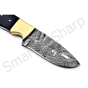Smart & Sharp Custom Handmade Damascus Steel Hunting Knife/Skinning Knife AA-17292 (Black Micarta)