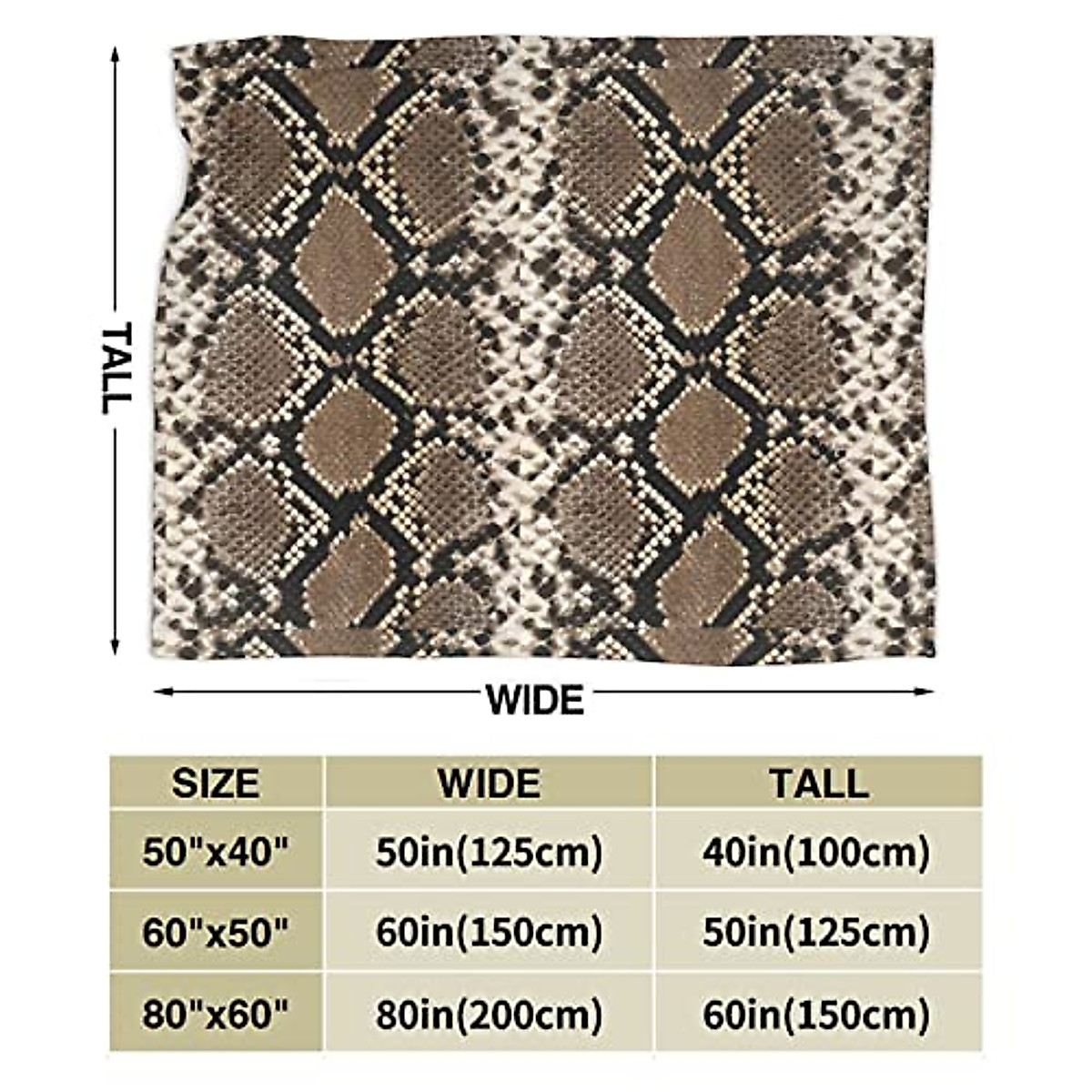 Snake Skin Blanket Air Conditioning Blanket Blanket Soft, Cool Throw Blanket Flannel Animal Blanket(80"x60")