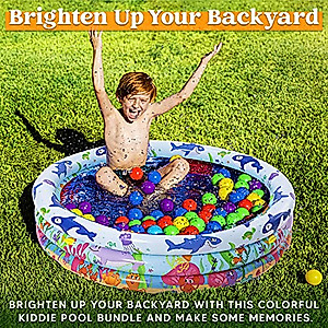 JOYIN 2 Pack 47" Baby Pool, Float Kiddie Pool, Inflatable Baby Swimming Pool with 3 Rings, Seasonal Merriment for Children, Indoor and Outdoor Water Game Play Center for Toddlers