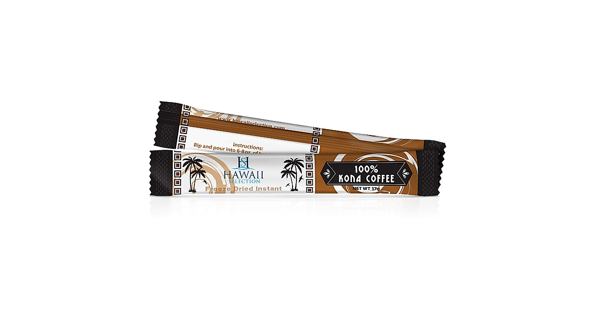 Hawaii Selection 100% Kona Coffee Instant Sticks - 10 Count