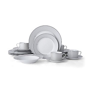 Mikasa Percy 20-Piece Porcelain Dinnerware Set, Service for 4, Grey