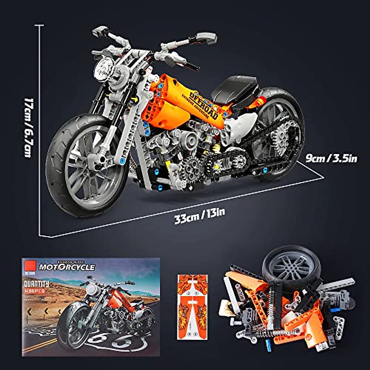 HOGOKIDS Motorcycle Building Block Set - 436 PCS Collectible Motorcycle Display Model, STEM Tech Motorbike Toy Collection Brick Kit, Birthday Gift for Adults Kids Boys Ages 6 7 8 9 10 11 12+ Years Old