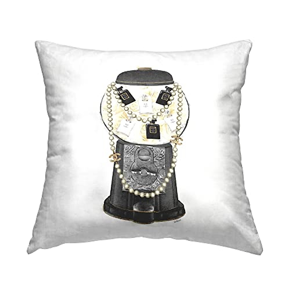 Stupell Industries Vintage Glam Gumball Fashion Brand Perfumes Design by Amanda Greenwood Throw Pillow, 18 x 18, Black