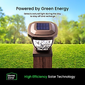 Home Zone Security Solar Post Cap Lights - Decorative Glass LED Outdoor 4x4 (3.5 x 3.5 in.) Post Lights, Bronze (2-Pack)