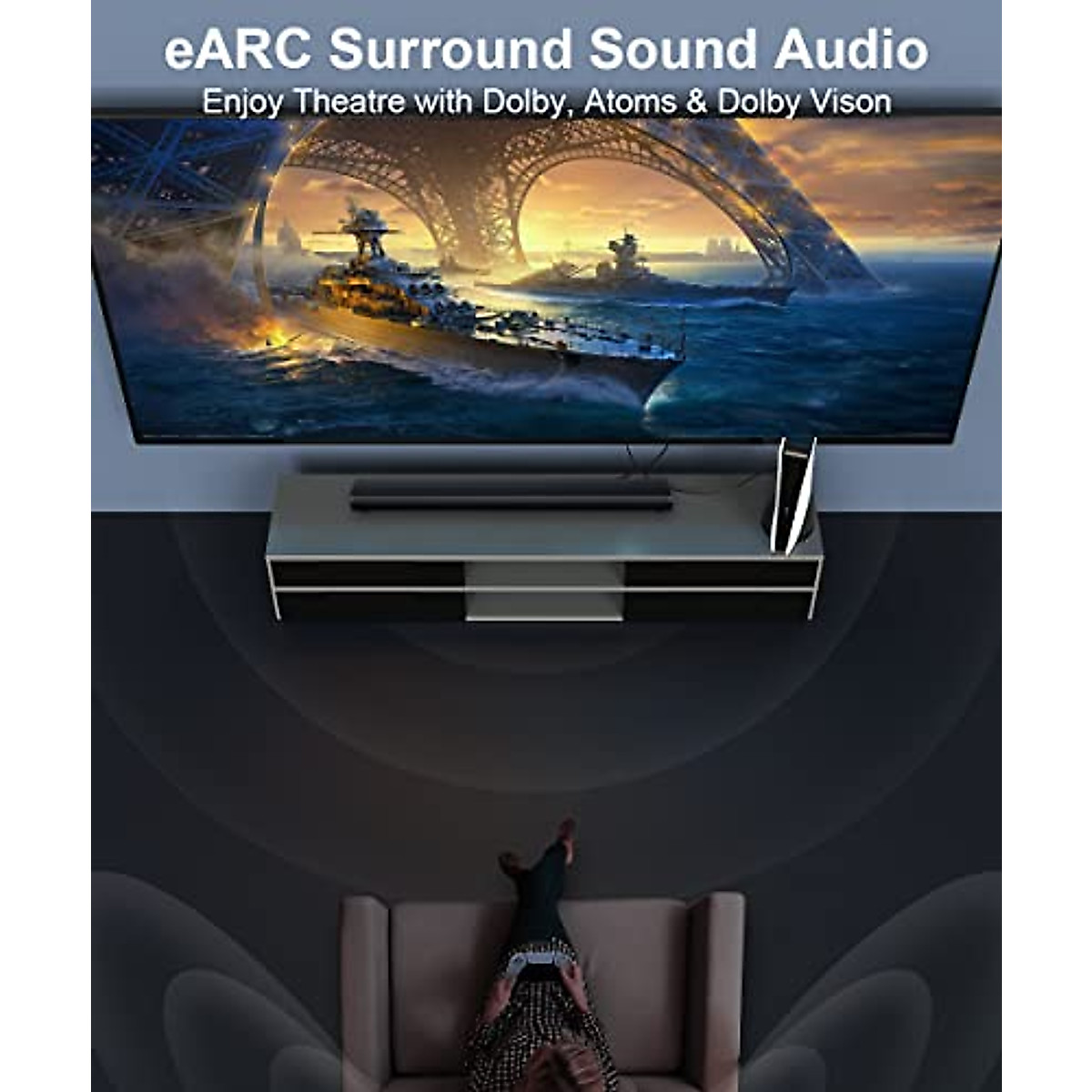 Etseinri 10K 8K 4K HDMI Cable 6.6ft, Certified 48Gbps Ultra High Speed HDMI® Cable 4K@120Hz 8K@60Hz eARC HDCP 2.2&2.3 Dynamic HDR D.olby Atmos Compatible with PS5 X-Box HDTV Monitor