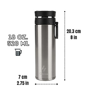 Tea Thermos with Infuser, 18 oz Stainless Steel Double Wall Insulated Ozizo Flask with Leakproof Lid