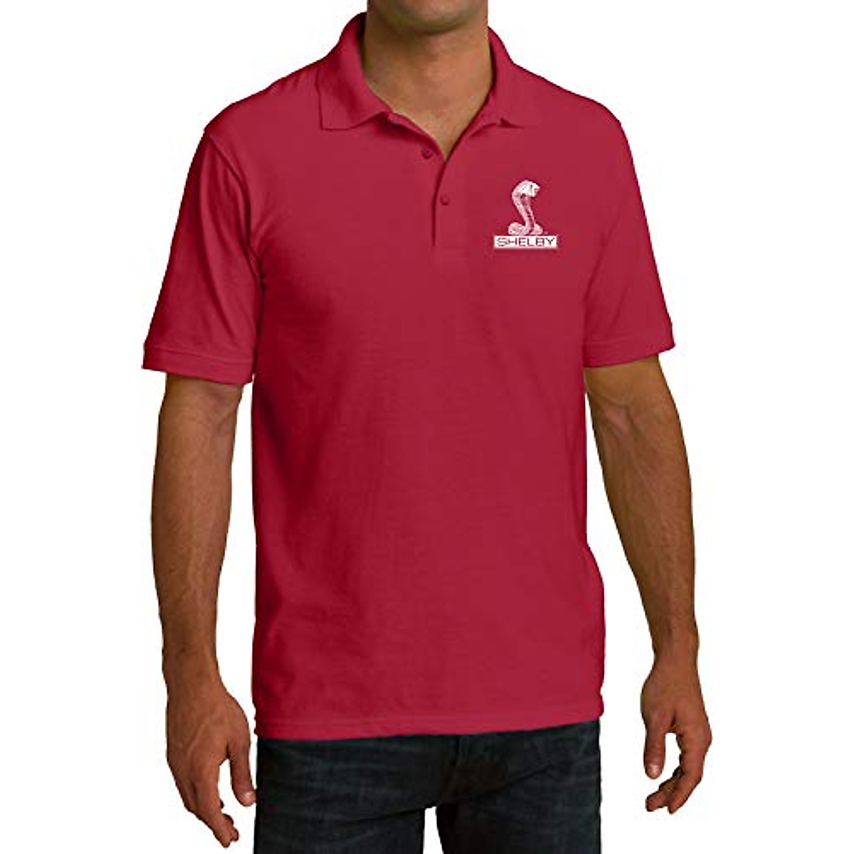 Ford Shelby Cobra Pocket Print Pique Polo, Red 4XL