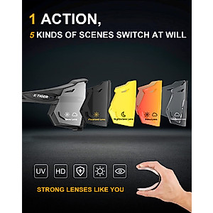 X-TIGER Polarized Cycling Glasses with 5 Interchangeable Lenses,MTB Biking Baseball Running Sports Sunglasses for Men Women