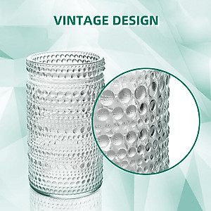 Hobnail Drinking Glasses Set of 8-16oz Handmade Vintage Style Recycled Glass Beaded Cups - For Whiskey, Wine, Cocktails - Vintage Drinking Glasses, Clear