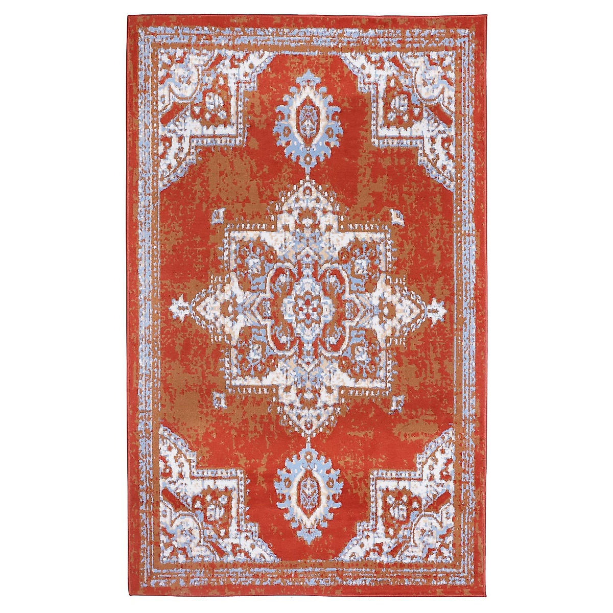 Furnish my Place Bohemian Rug - 7 ft. 8 in. x 11 ft, Rust, Indoor Area Rug with Bordered Design, Jute Backing