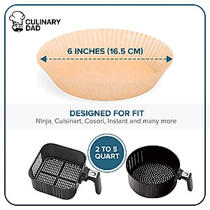 Air Fryer Liners - Designed by Dads for Most US Airfryers - Extra Strong with Maximum Crisp & Easy Cleaning - Disposable Parchment Basket Liner Sheets - (Round - 100 Pack)