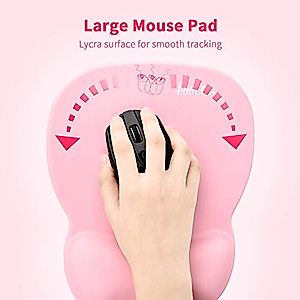 Ergonomic Gaming Mouse Pad with Wrist Support Gel Rest for Laptop at Internet Cafe, Home & Office, Non-Slip Silicone Base Mouse Mat MP04PN - Pink