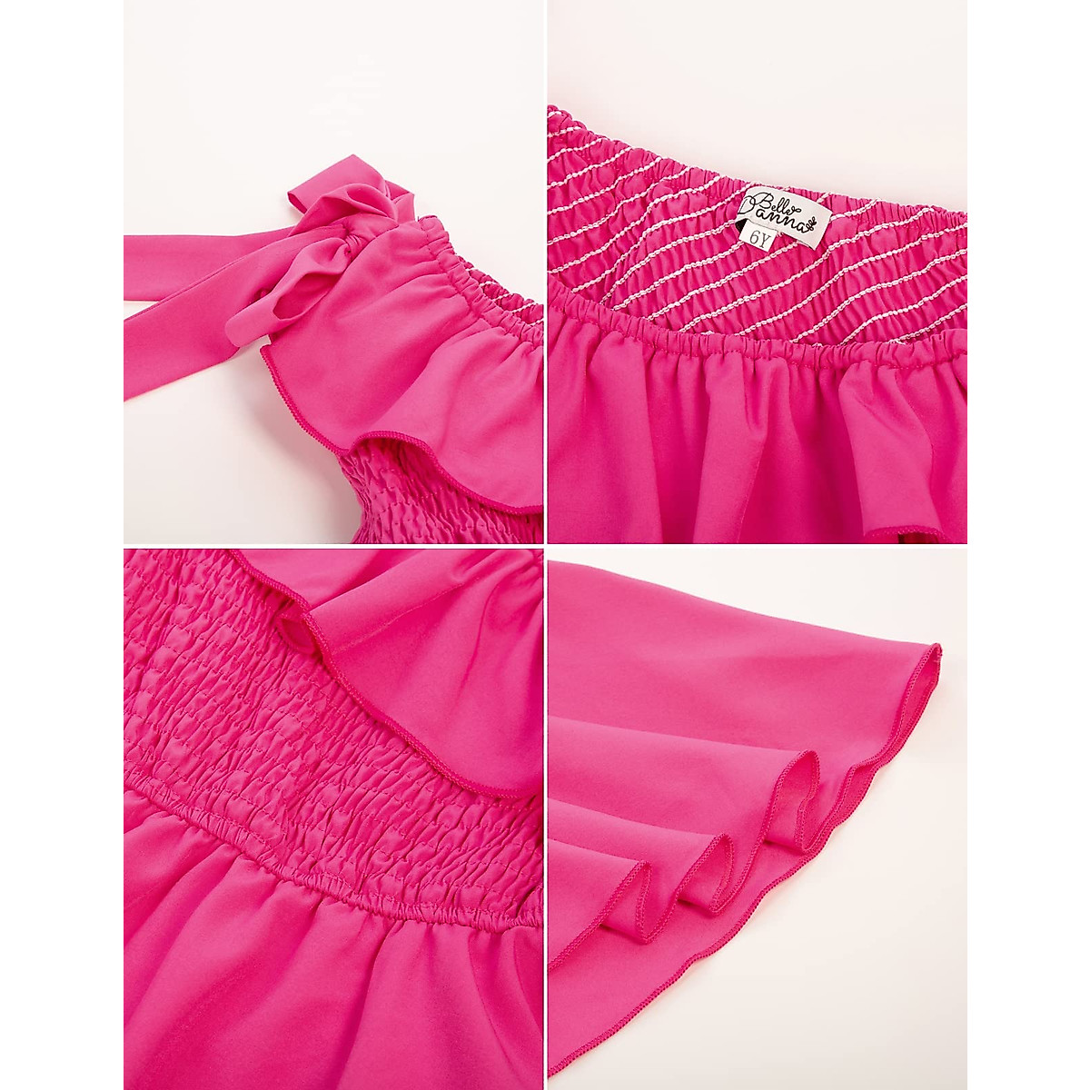 Danna Belle Pink Dress for Girls Summer Party One Shoulder Sleeveless Ruffle Dresses Size 7