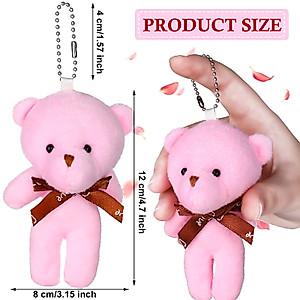 15 Pieces Valentine's Day Mini Bear Toy 4.7 Inch Stuffed Animal Jointed Bear Plush Doll Miniature Bear for Wedding Keychain Birthday Xmas Decorations Party Favors (Red, Pink, White)
