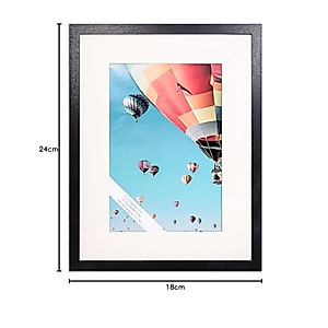 The Display Guys - Minimalist Wooden Picture Frame w. Tempered Glass - 18x24 matted to 12x18 - Wall Hanging - Black