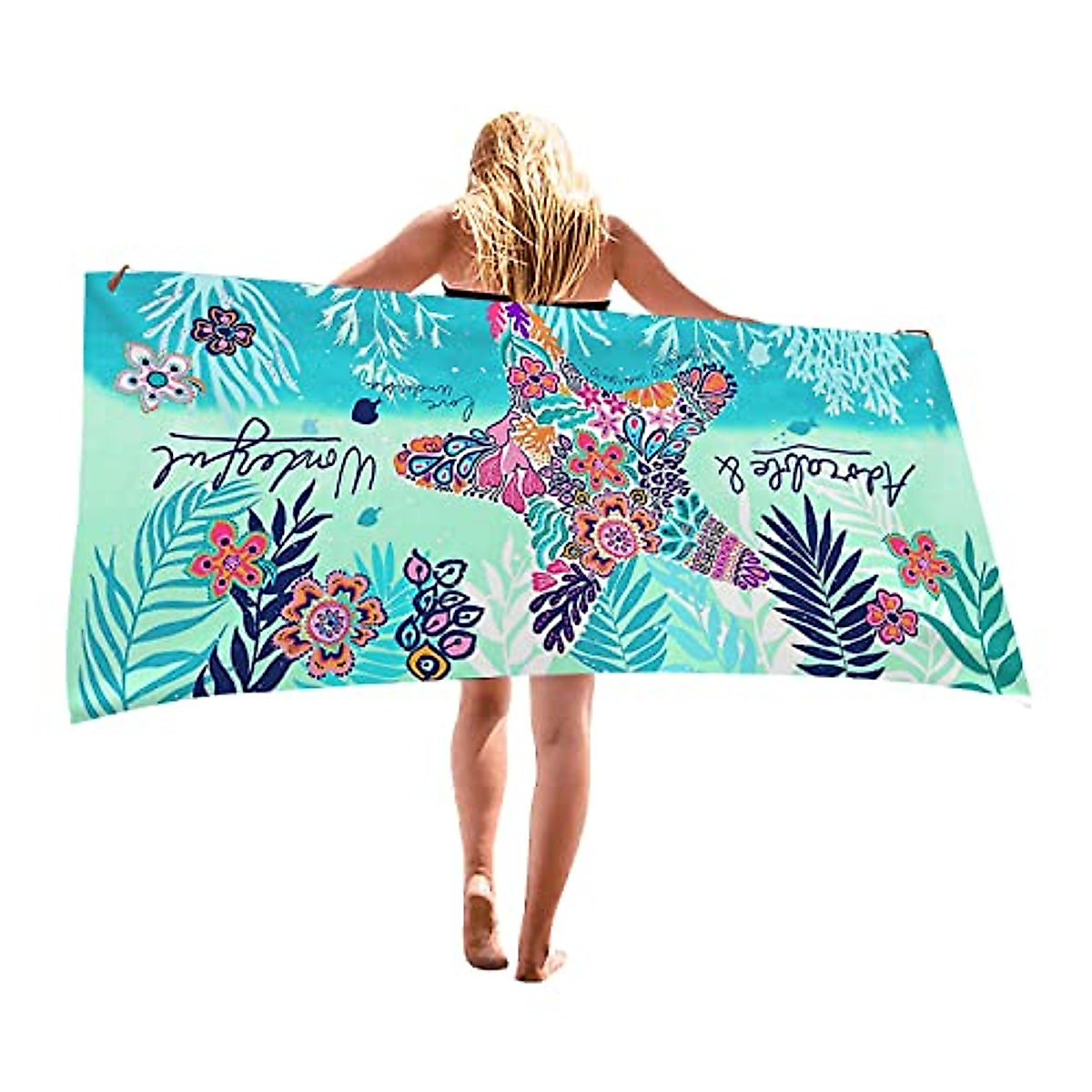 Auxory Beach Towel,30"x60" Microfiber Beach Towels for Travel, Quick Dry Towel for Swimmers Sand Proof Beach Towels for Women Men Girls Kids, Cool Pool Towels Beach Accessories Absorbent Towel