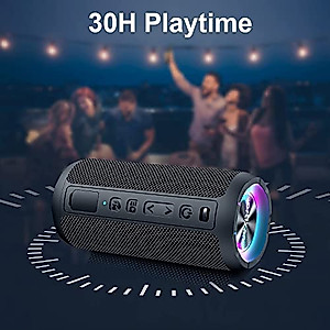 Ortizan Bluetooth Speaker, Upgraded Portable Wireless Speaker with 24W Loud Stereo Sound and LED Light, IPX7 Waterproof Speakers, 30H Playtime, Extra Bass Speaker Bluetooth for Home, Travel, Outdoor