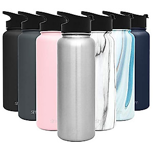 Simple Modern 40oz Water Bottle, Insulated Reusable Wide Mouth Stainless Steel Metal Flask with Flip Lid, Simple Stainless