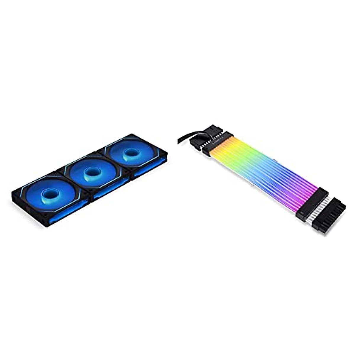 Lian Li Strimer Plus V2 24 Pin (PW24-PV2) -Addressable RGB Power Extension Cable (Strimer L-Connect 3.0 Controller Included), Black & UNI Fan SL-Infinity 120 RGB Triple Pack Black with Controller
