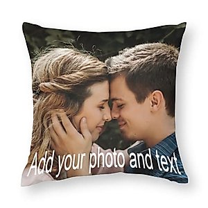 jemite Custom Pillows with Picture Personalized Pillow with Photo, Personalized Gifts for Birthday Christmas Halloween Fathers Mothers Valentines Day (2 PCS)