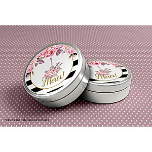 Ooh La La Paris Thank You Sticker Labels, 40 2" Party Circle Stickers by AmandaCreation, Great for Party Favors, Envelope Seals & Goodie Bags