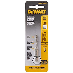 DEWALT DWADTQTR832 Impact Ready 8-32 UNC Drill Tap, 1/4" Capacity