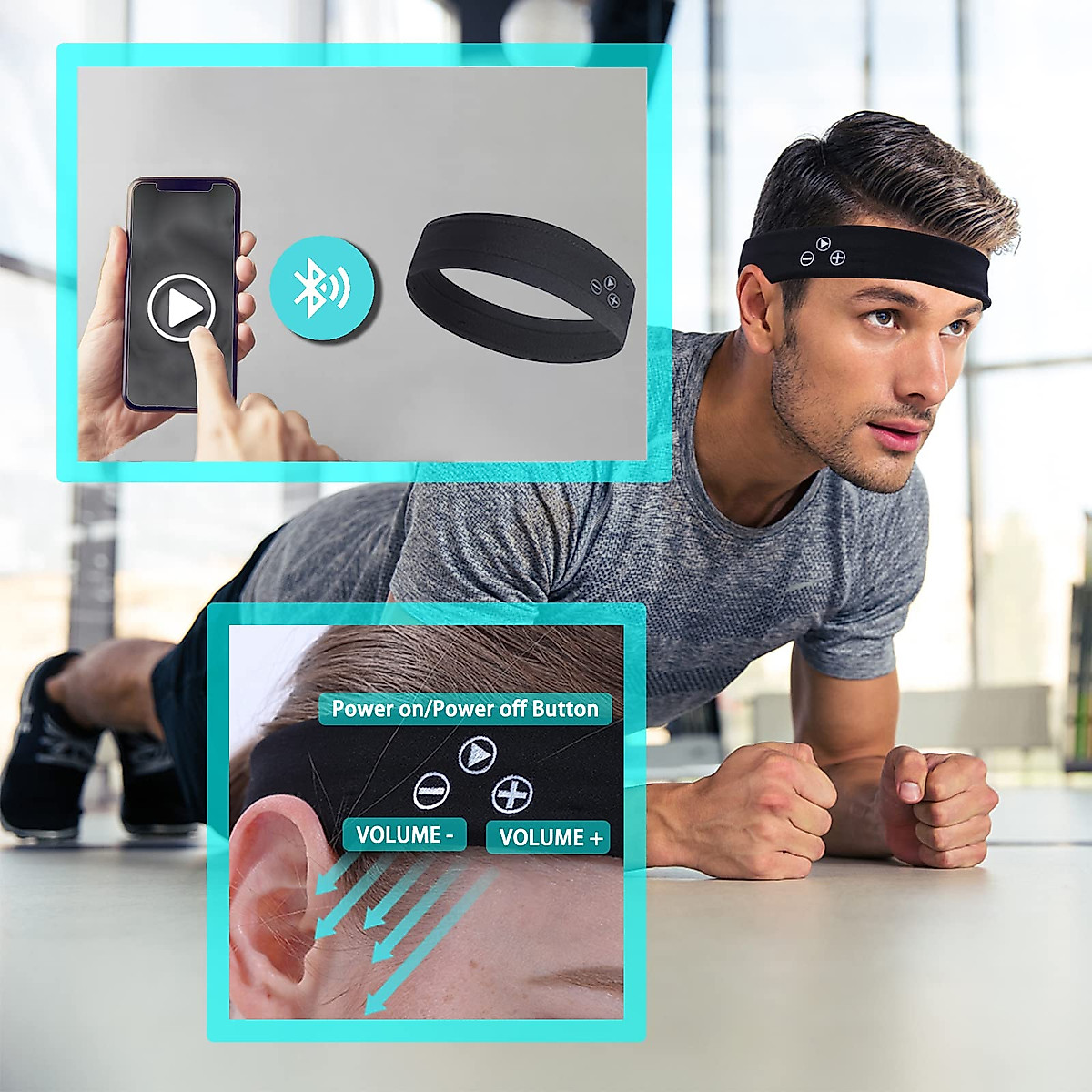 U/B Sleep Headset Headphone Headband Wireless for Side Sleepers Eye Mask Sports Adjustable Hand-Free Voice Control with HD Stereo Speaker for Workout Jogging Yoga Insomnia Air Travel Meditation