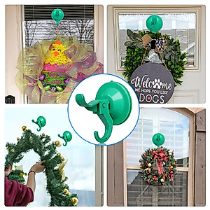 Antimbee Suction Cup Hooks, 10 Pack Wreath Hangers, Removable Glass Wall Holder Hook, Small Suction Utility Hook for Bathroom Kitchen Home Decor, Up to 11 lbs on Smooth Surface (Green)