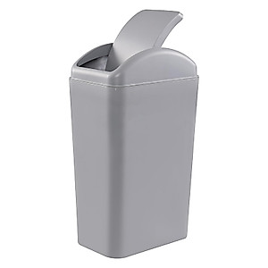 Esdiplot 3.5 Gallon Swing Lid Waste Can, Plastic Swing-Top Trash Can, Gray, 1 Pack