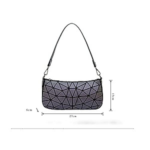 Women Luminous Small Shoulder bag Mini Geometric Small Clutch Crossbody Bag (Black)