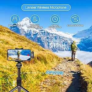 Bobcow Lavalier Wireless Microphone for iPhone iPad,Plug Play,2-Pack Mini Cordless Recording Mic with Noise Reduction,Clip-on Microphones for Live Streaming,Vlog(2 in 1/iOS,No App Required)