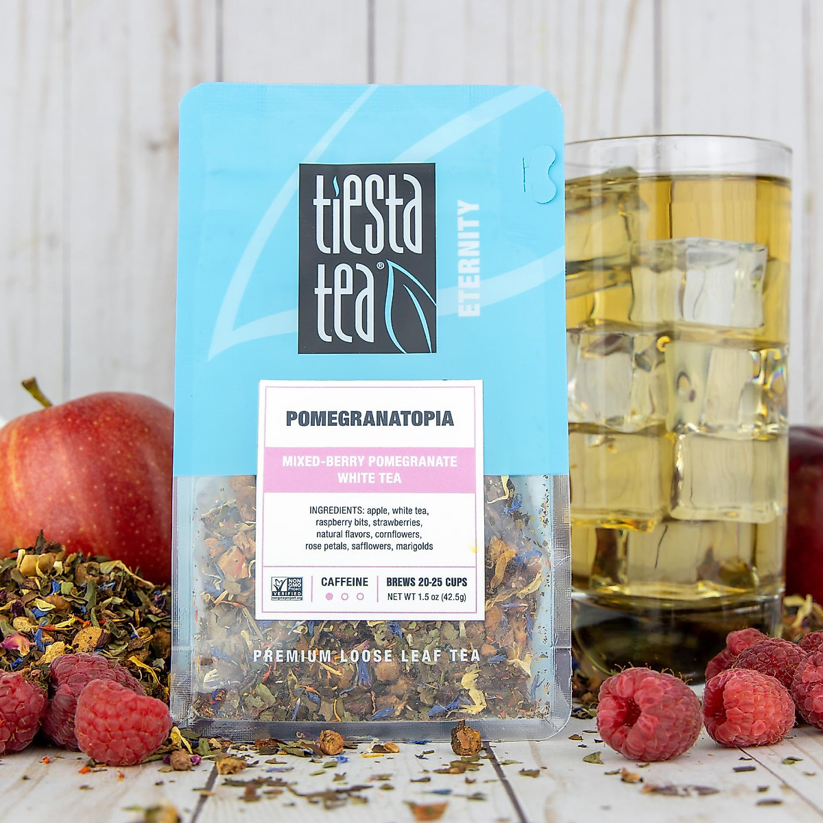 Tiesta Tea - Pomegranatopia | Mixed-Berry Pomegranate White Tea | Premuim Loose Leaf Tea Blend | Low Caffeinated Tea | Make Hot or Iced Tea & Brews Up to 25 Cups - 1.5 Ounce Resealable Pouch