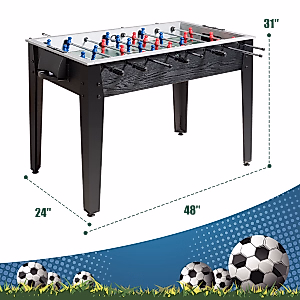 Goplus 48'' Foosball Table, Wooden Soccer Games Table w/ 2 Footballs, Score Keepers, Indoor Home, Game Room, Arcade Competition Sized Football Table for Adult Kids Youth (Black)