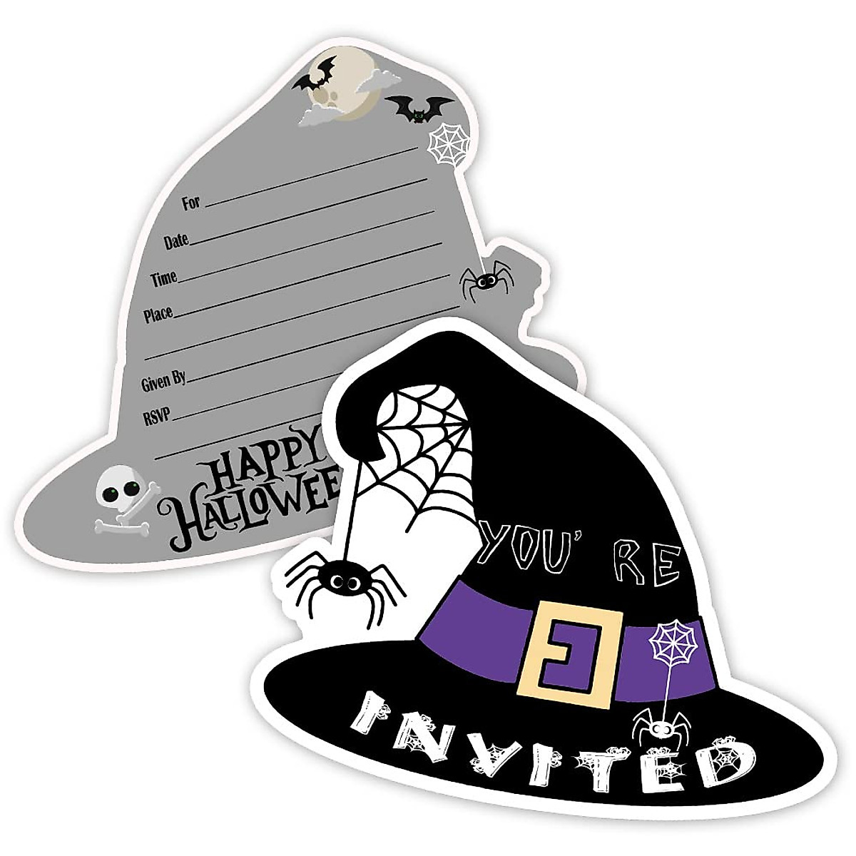 Haizct 15 Pack Halloween Hat Shaped Fill-In Invitations,Fall,Halloween,Monster,Costume Partyor Thanksgiving Party Invitation Cards with Envelopes For Kids or Adults Birthday(YXK049)