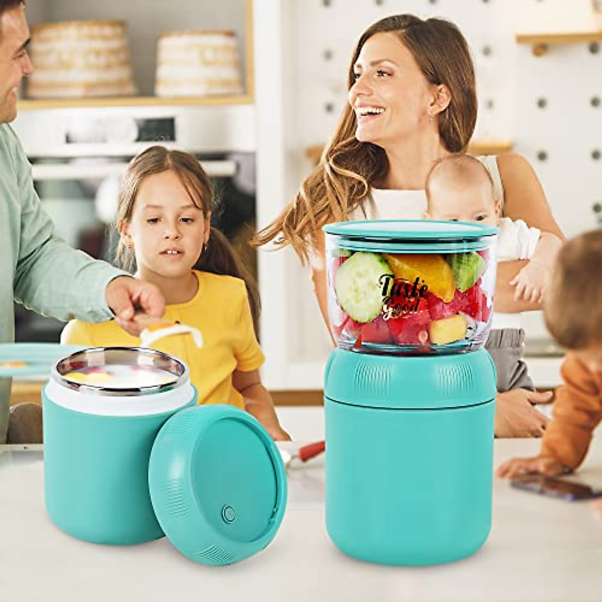 SCZYWL 14.5oz Stainless Steel Vacuum Insulated Food Jar,Insulated Soup Container for Hot & Cold Food Wide Mouth Bento Lunch Soup Container for Kids Adult,Leak Proof Food Jar with Spoon