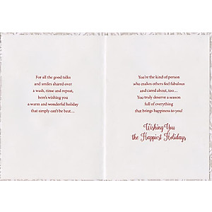 Designer Greetings Red Bow on Ivory Framed Mirror, Spray Bottle, Scissors Holiday Card for Hairdresser