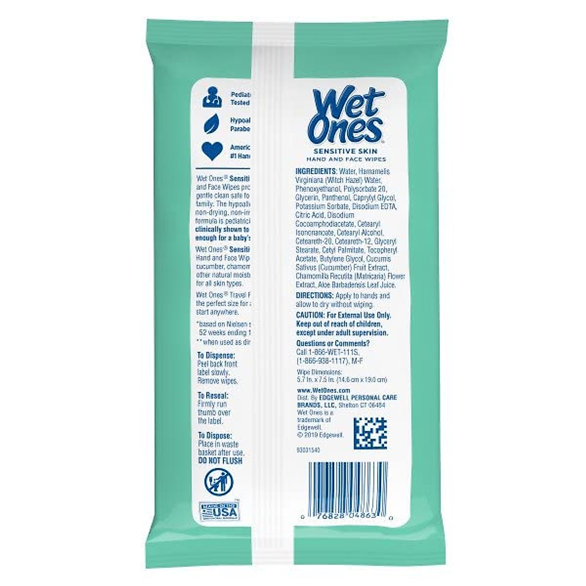Wet Ones Wipes for Hands & Face, 20 Count Travel Pack (Pack of 5) 100 Wipes Total (Sensitive)